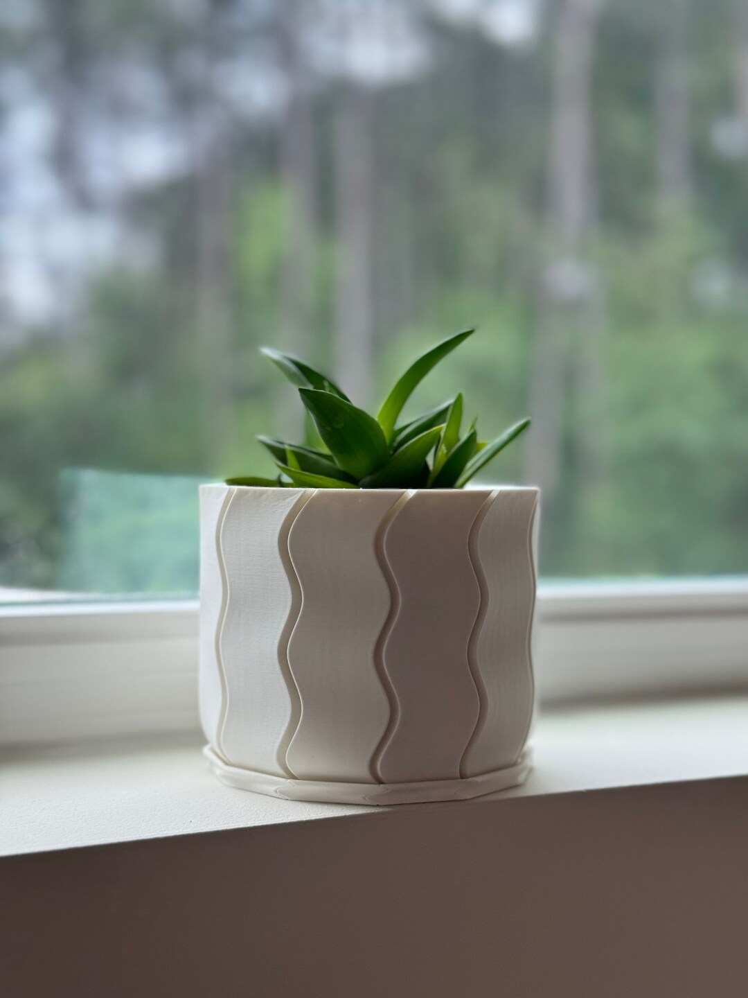 The Wavy Pot - 3D Printed Plant Pot - Drainage Hole and Matching Saucer ...