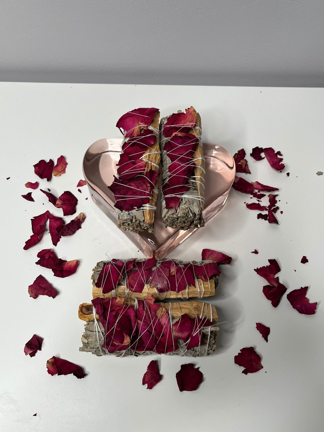 Sage and Rose Petal Smudging Bundle - Etsy