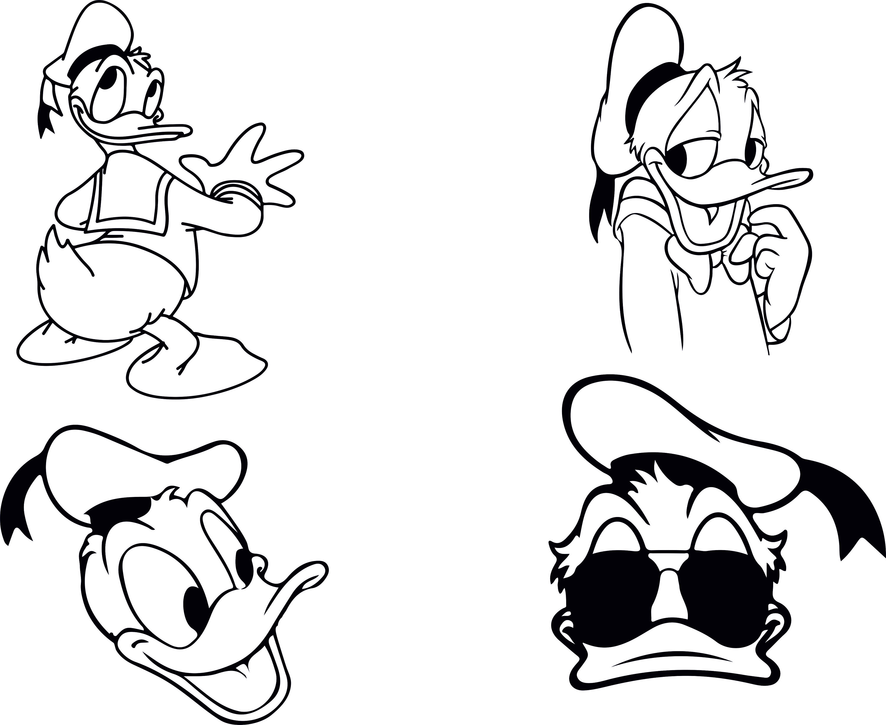 Donald Duck Black And White Head