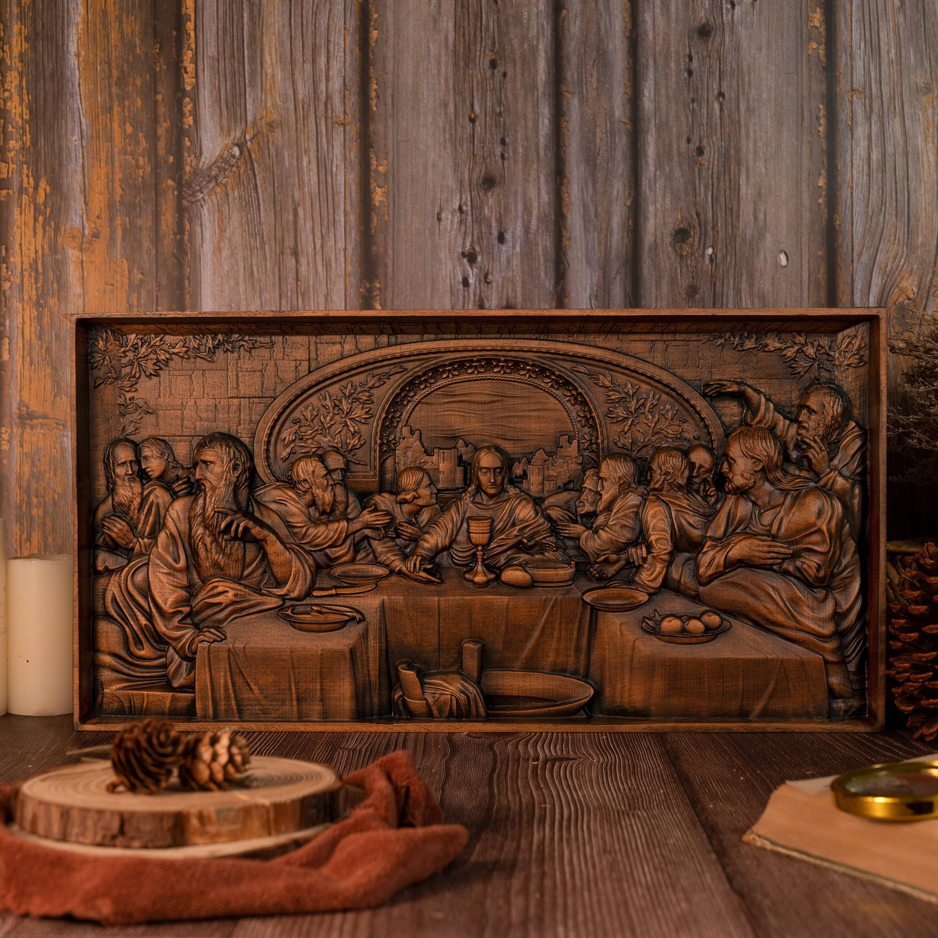 Last Supper Carved Wood Plaques