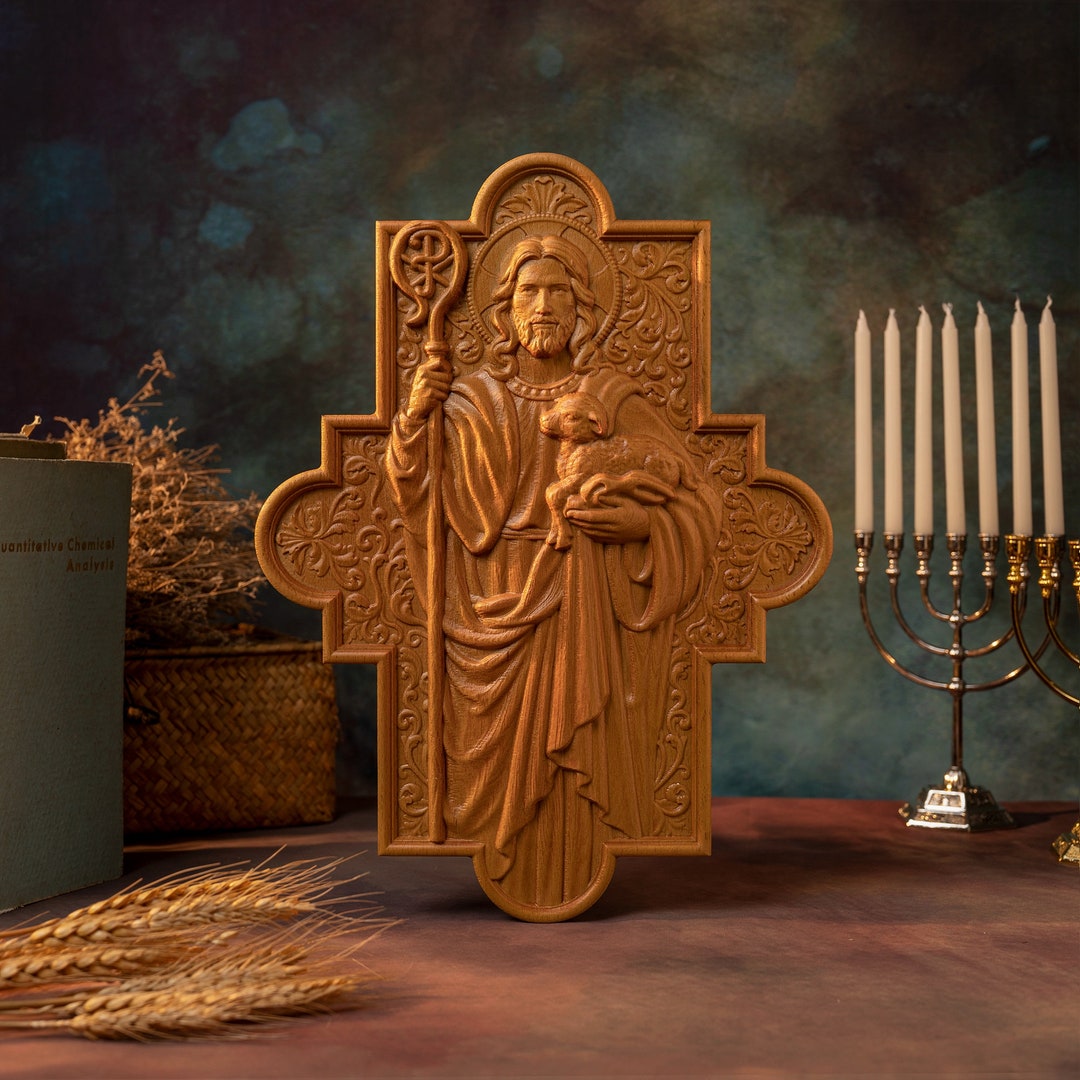 Jesus Shepherd Handmade Wooden Icon Symbolic Greek Orthodox - Etsy