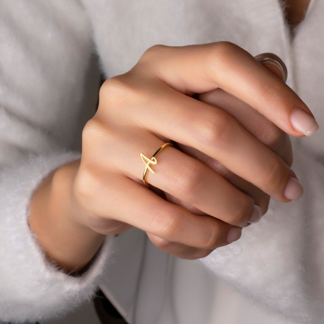 Personalized Handwrite Name Ring | Handmade Custom Name Ring | Delicate ...