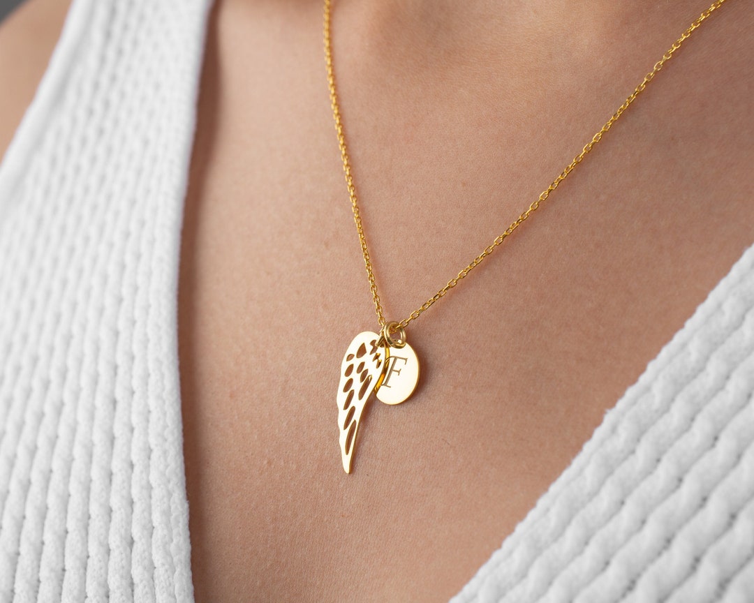 Angel Winged Necklace | Name Necklace | Guardian Angel Wing ...