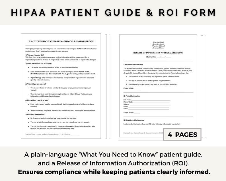 HIPAA Medical Records Release Form | Editable Patient Consent ...