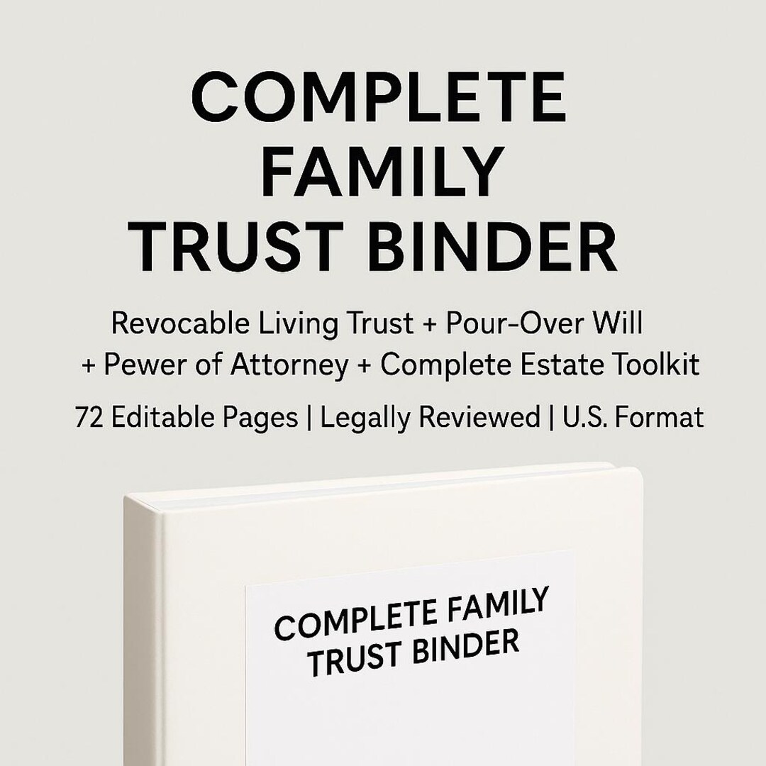 Editable Living Trust Estate Binder (72 Pages) | Revocable Living Trust ...