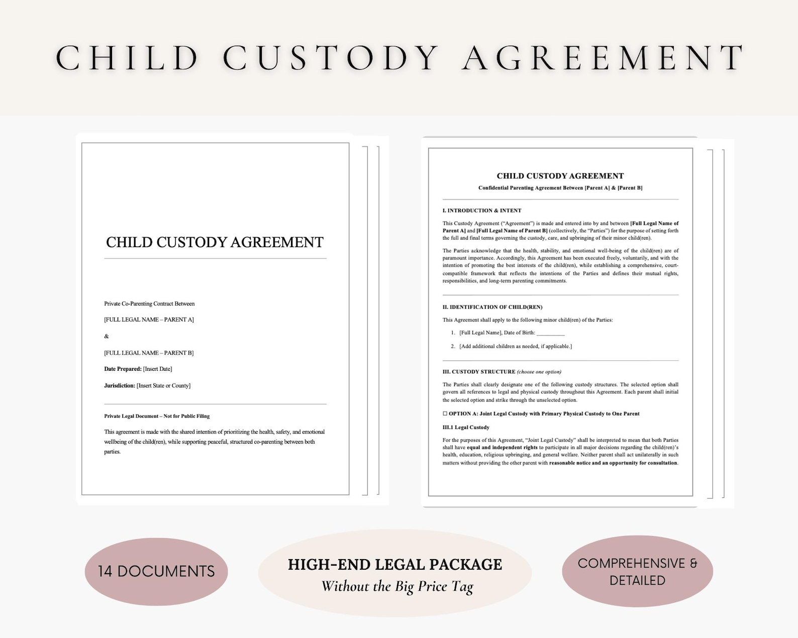 Child Custody Agreement: Court Ready Co Parenting Plan With Exhibits A ...