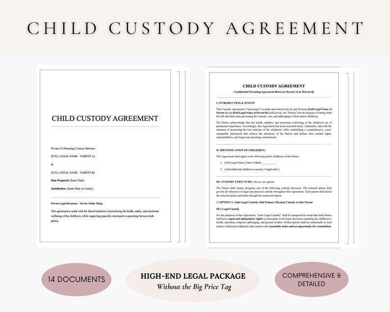 Child Custody Agreement: Court Ready Co Parenting Plan With Exhibits A ...
