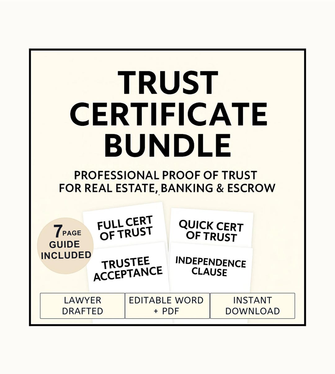 Trust Certificate Bundle: Certificate of Trust, Bank & Title Forms ...