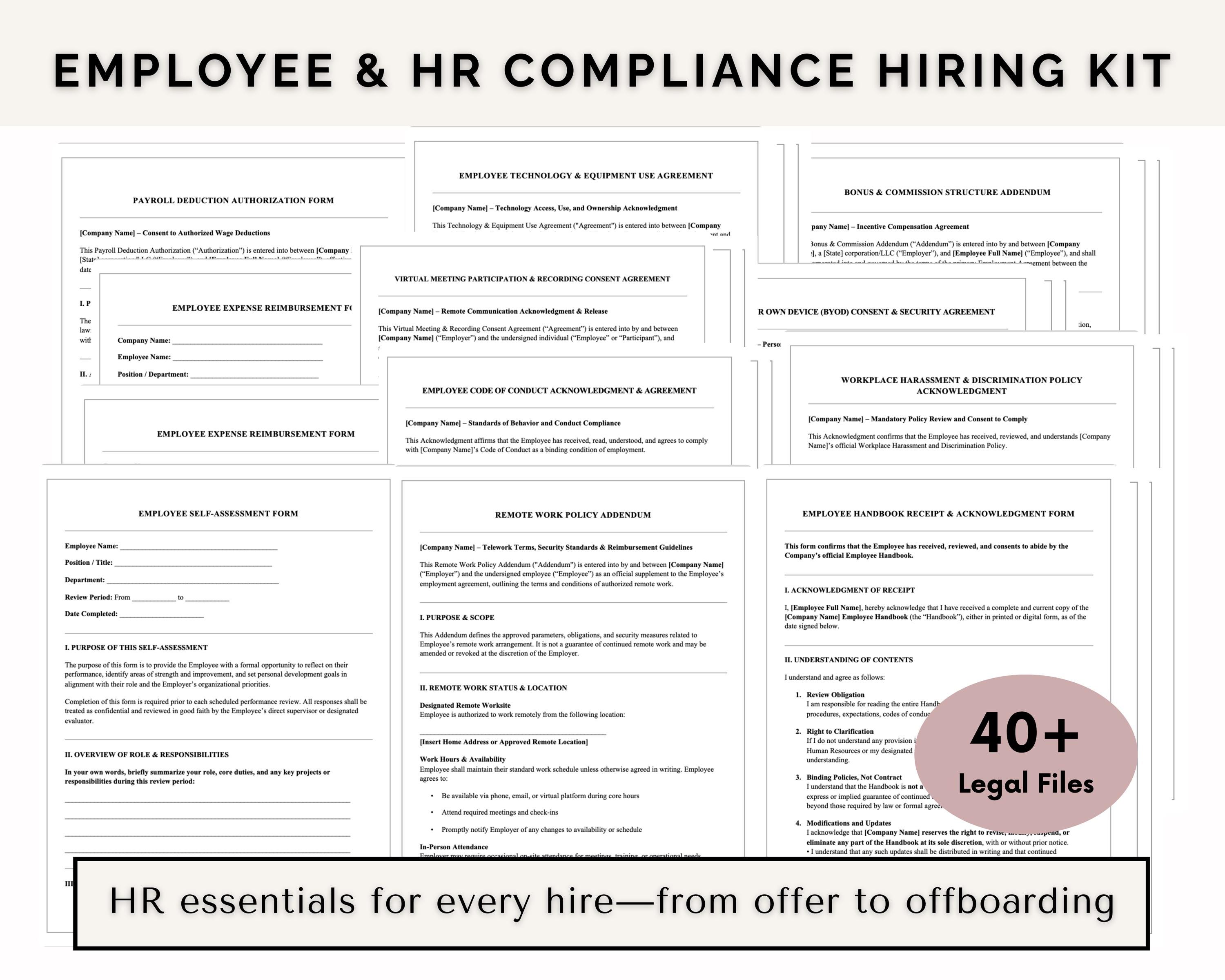 Employee Hiring Forms Bundle | Editable New Hire Kit, Job Application ...