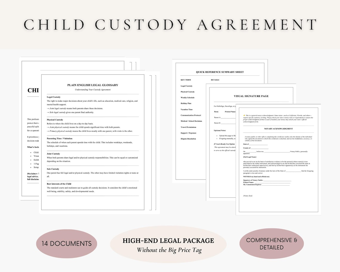 Child Custody Agreement: Court Ready Co Parenting Plan With Exhibits A ...