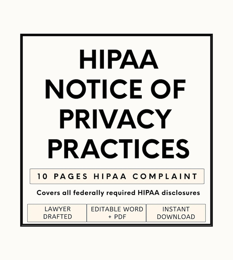 HIPAA Notice of Privacy Practices Template | Editable Med Spa ...