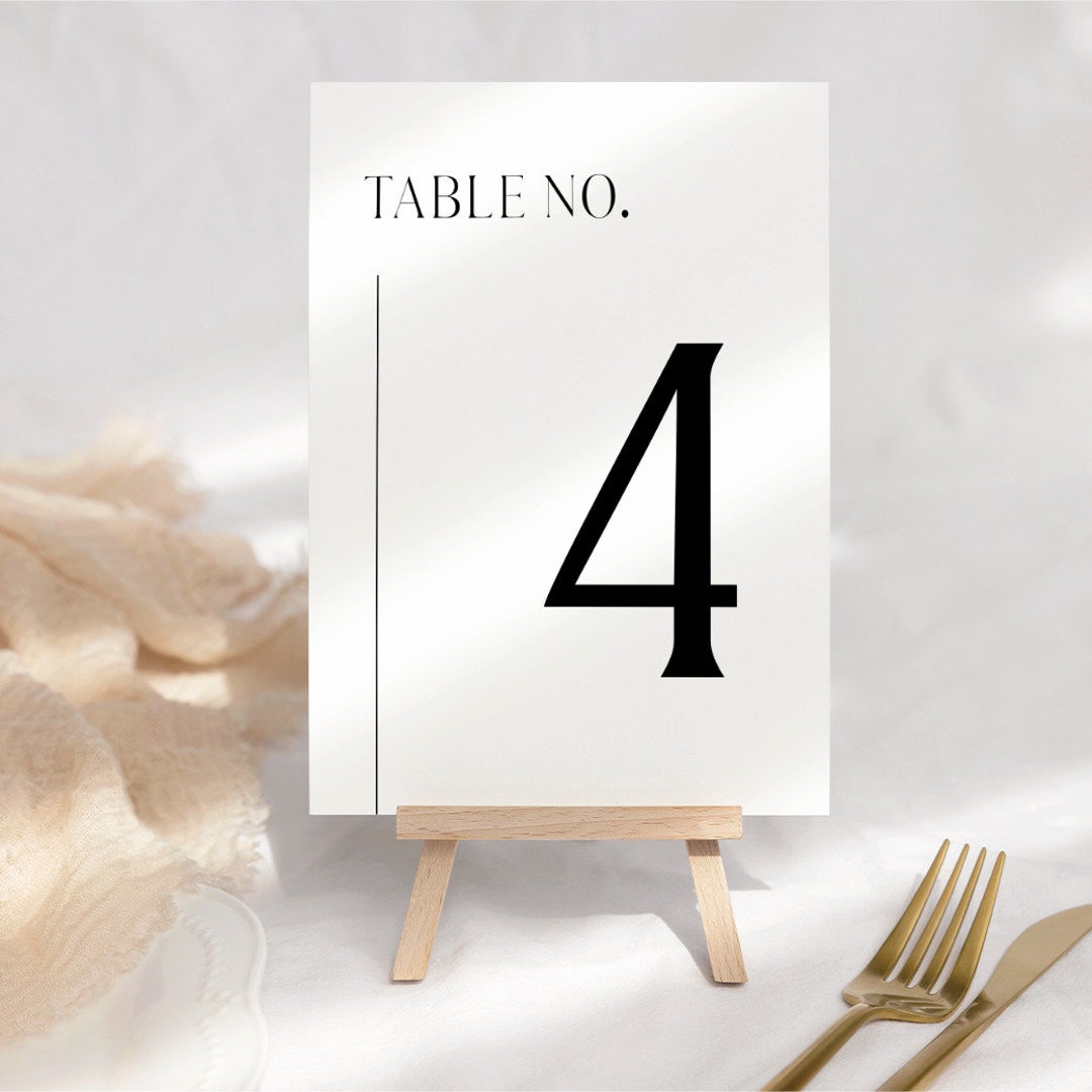 Wedding Table Number Template, Simple Table Numbers, Modern Minimalist ...