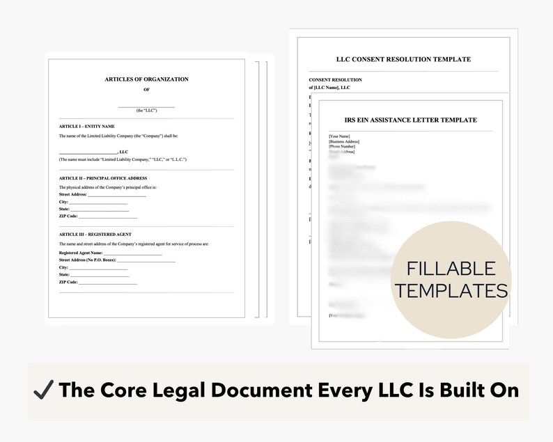 LLC Articles of Organization Template: Editable Multi Member Formation ...