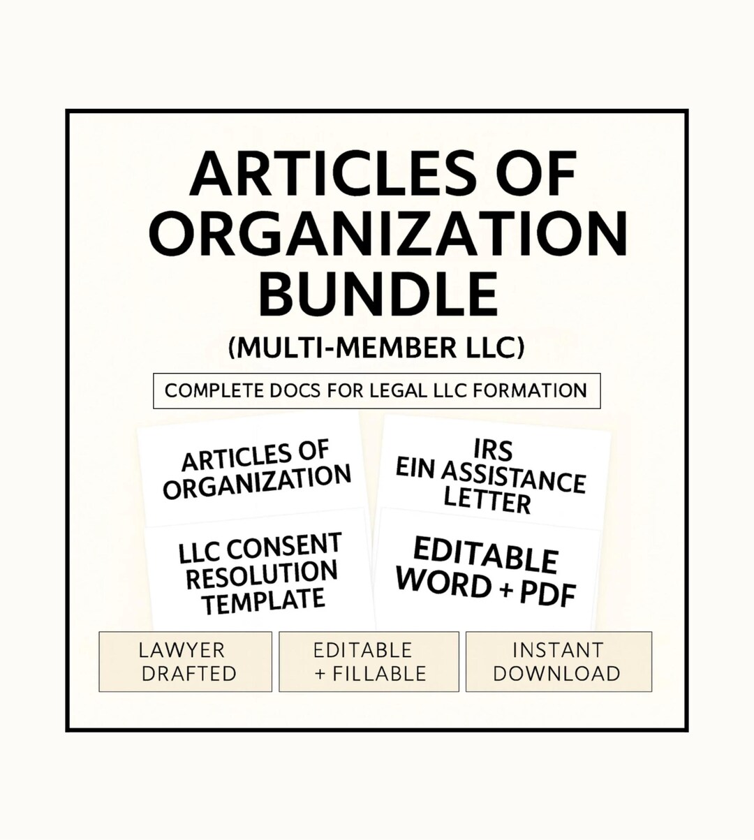 LLC Articles of Organization Template: Editable Multi Member Formation ...