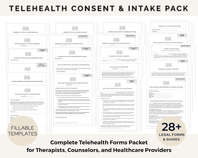 Telehealth Consent Form Bundle | Editable Telemedicine Informed Consent ...