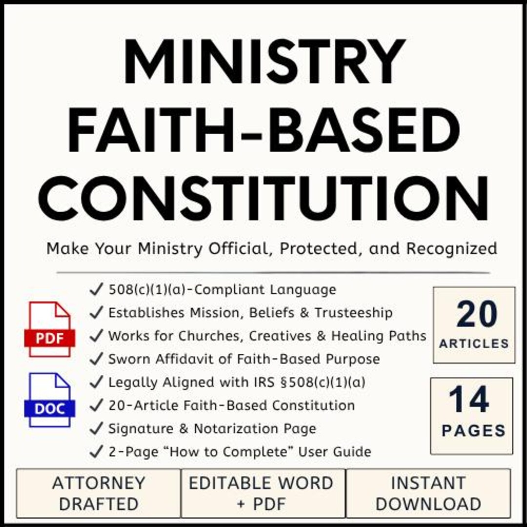 508c1a Ministry Constitution I Founding Documents Bundle | Legal ...