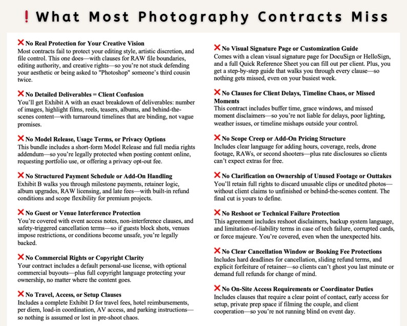 Photography and Videography Contract | Editable Event, Wedding ...