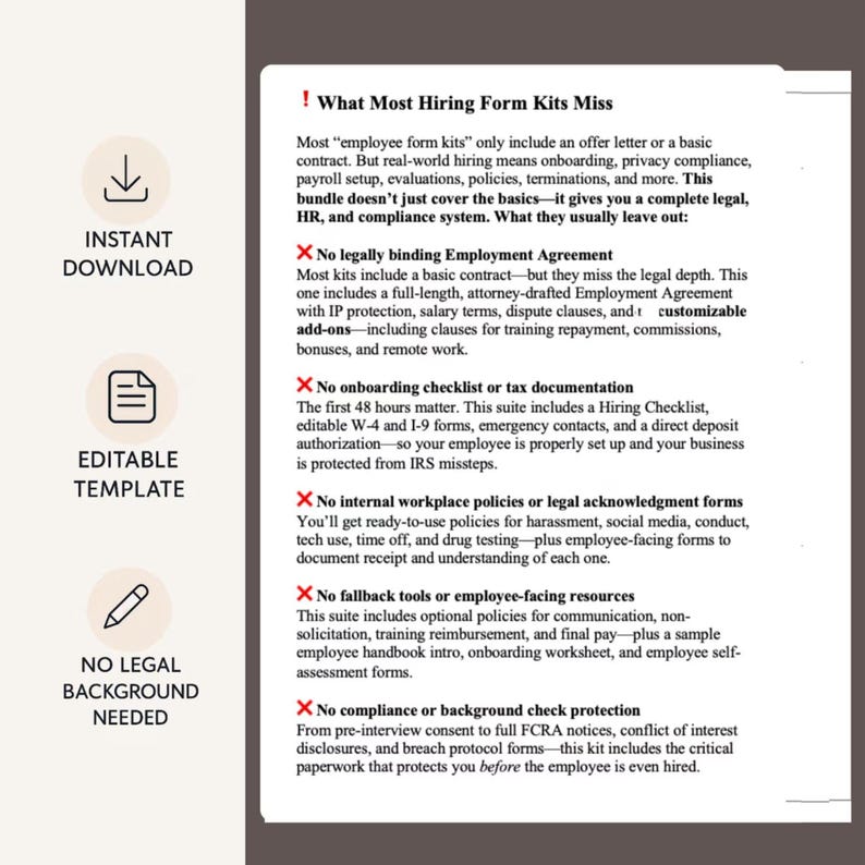 Employee Hiring Forms Bundle | Editable New Hire Kit, Job Application ...