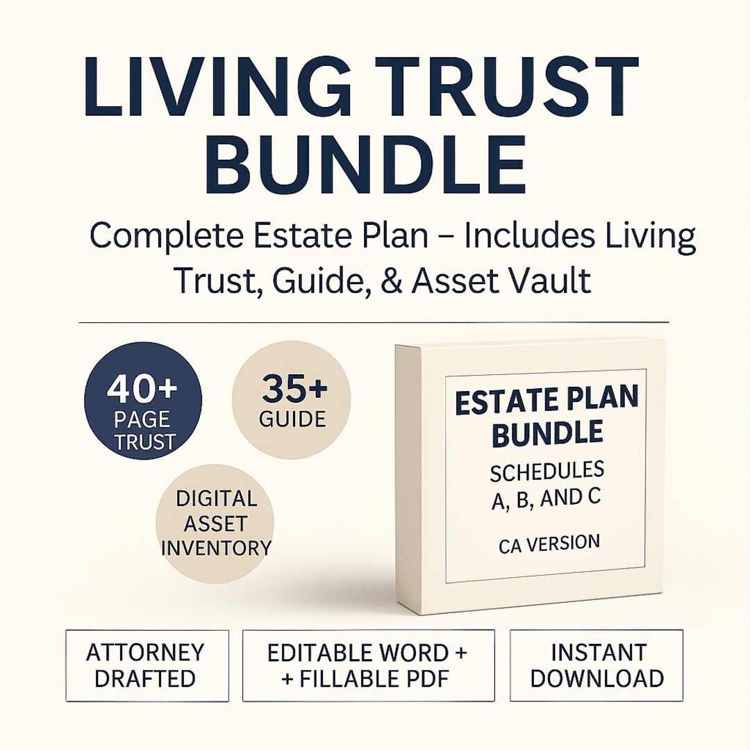 Revocable Living Trust Template, Editable Family Trust, Schedule A and ...