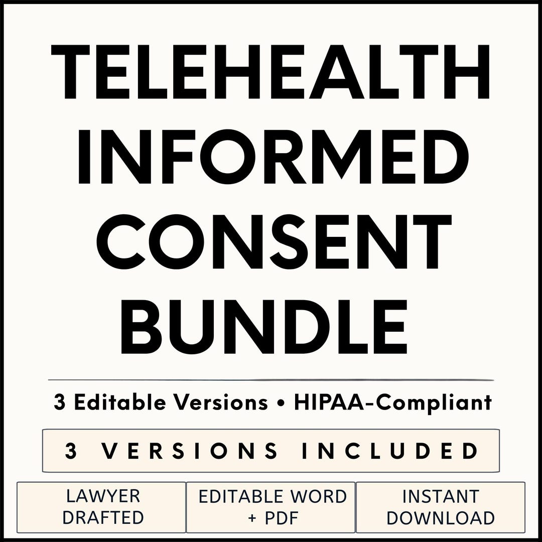 Telehealth Informed Consent Legal Template Bundle: Telemedicine & HIPAA ...