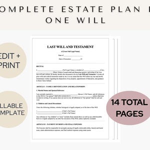 Last Will and Testament Template: Legal Estate Planning Forms With ...