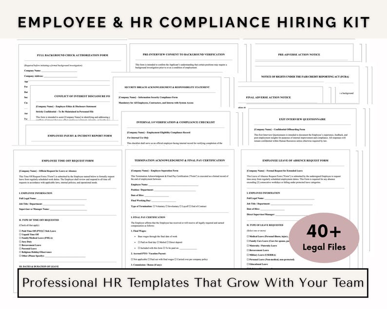 Employee Hiring Forms Bundle | Editable New Hire Kit, Job Application ...