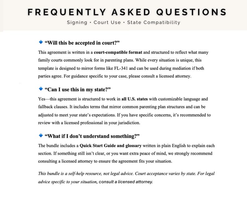Child Custody Agreement: Court Ready Co Parenting Plan With Exhibits A ...