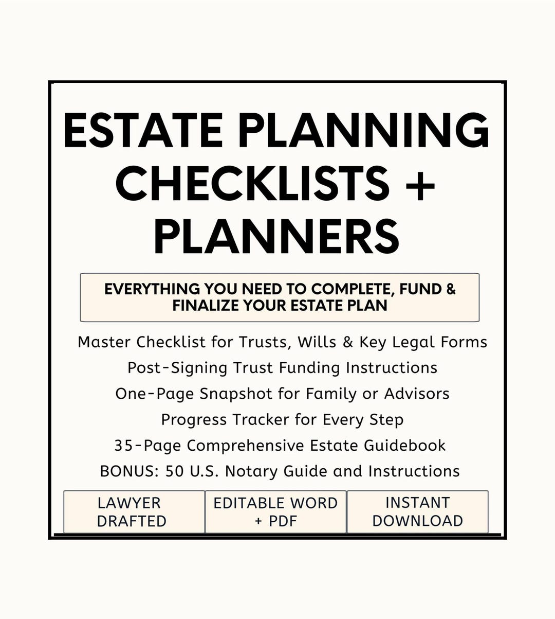 Estate Planning Checklist Binder: Editable Checklists for Wills, Trusts ...