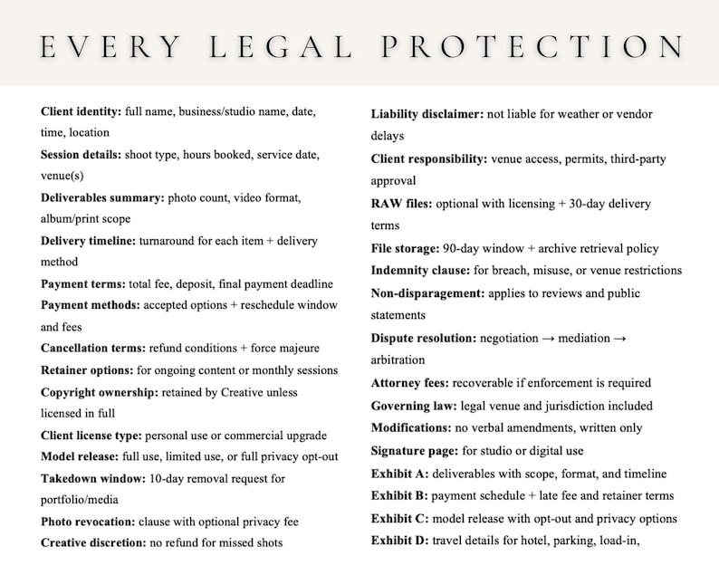 Photography and Videography Contract | Editable Event, Wedding ...