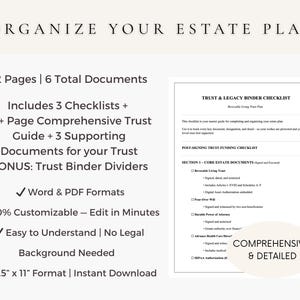 Estate Planning Checklist Binder: Editable Checklists for Wills, Trusts ...