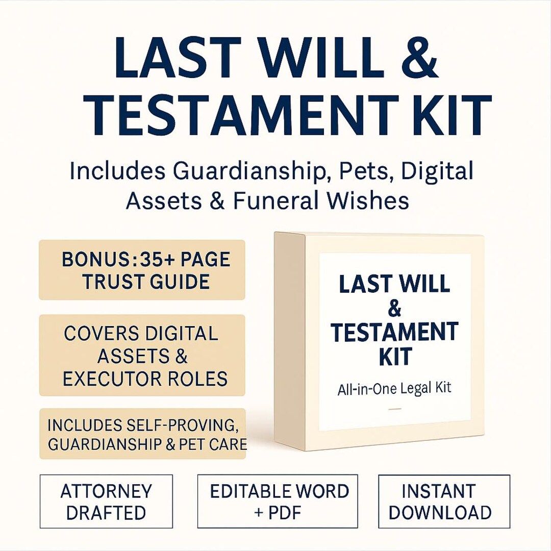 Simple Last Will and Testament Template | Editable Legal Form for ...