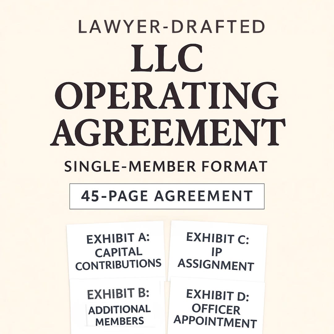 LLC Operating Agreement Template for Single Member LLC | Legal Business ...