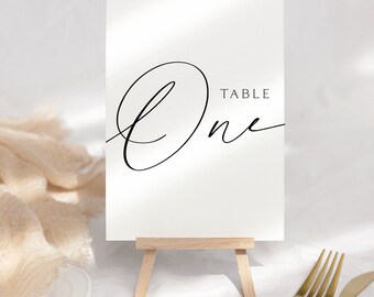 Wedding Table Number Template, Simple Table Numbers, Modern Minimalist ...