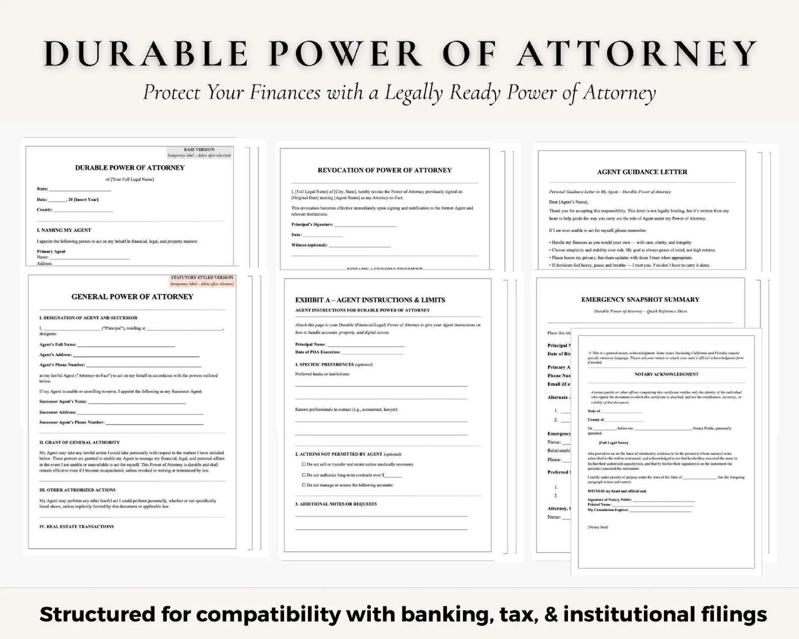 Living Trust Template: Editable Revocable Family Trust Kit, Power of ...