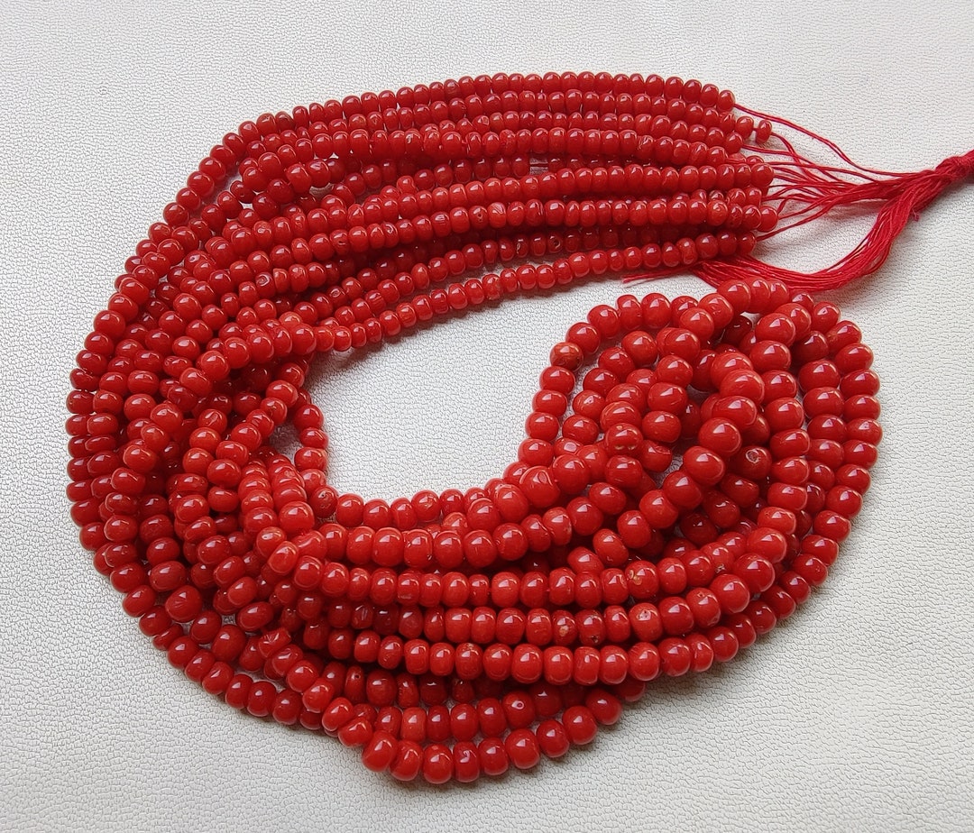 100% Natural Italian Red Coral Beads, Red Coral Smooth Polished ...