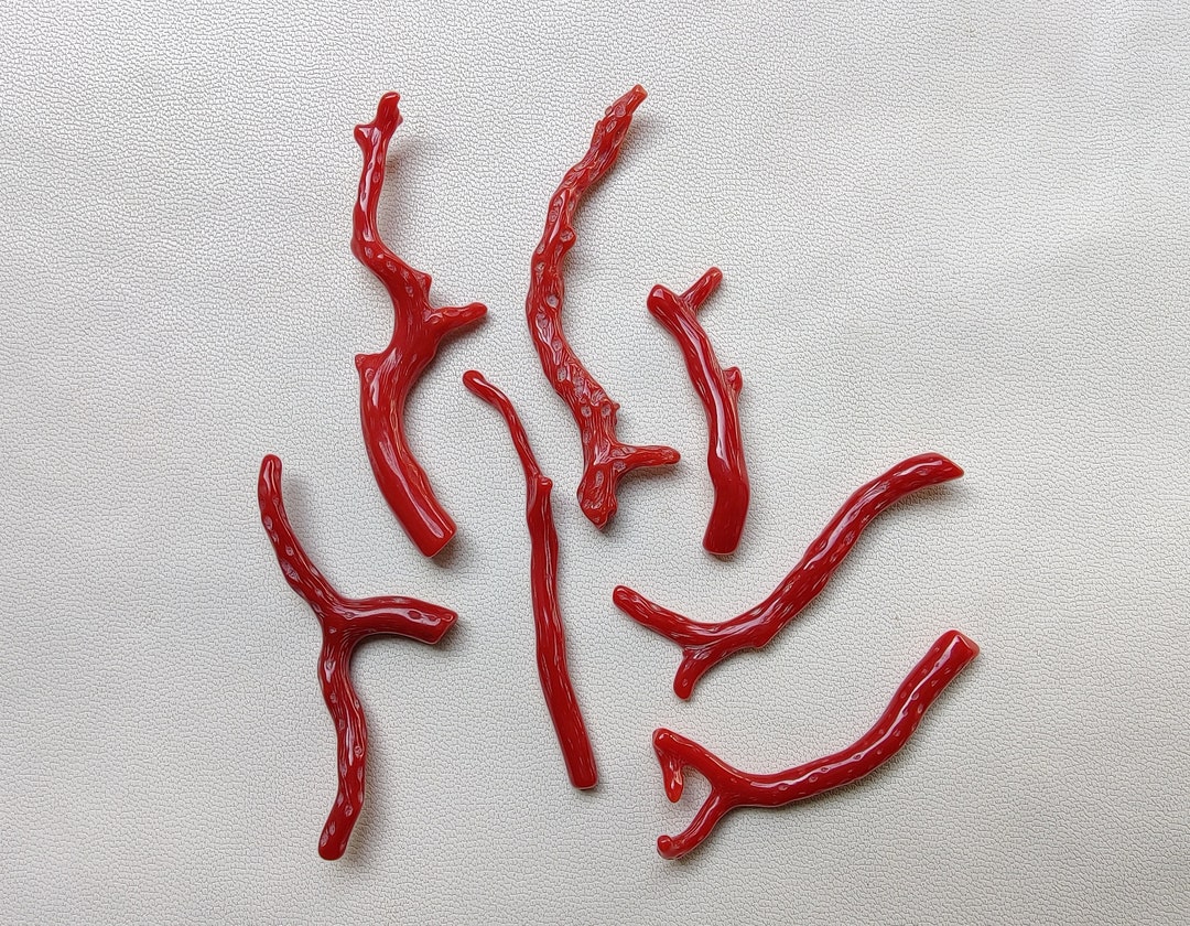 Dark Red Coral, 100% Natural Italian Red Coral Gemstone Loose Stick Lot ...