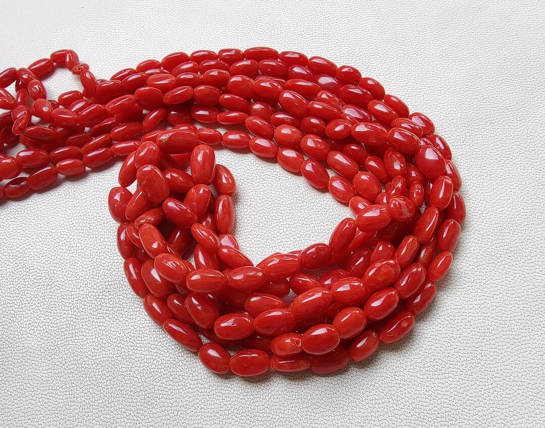 AAA+ Quality 16 Inches Strand Red Coral Beads, 100% Natural Italian ...