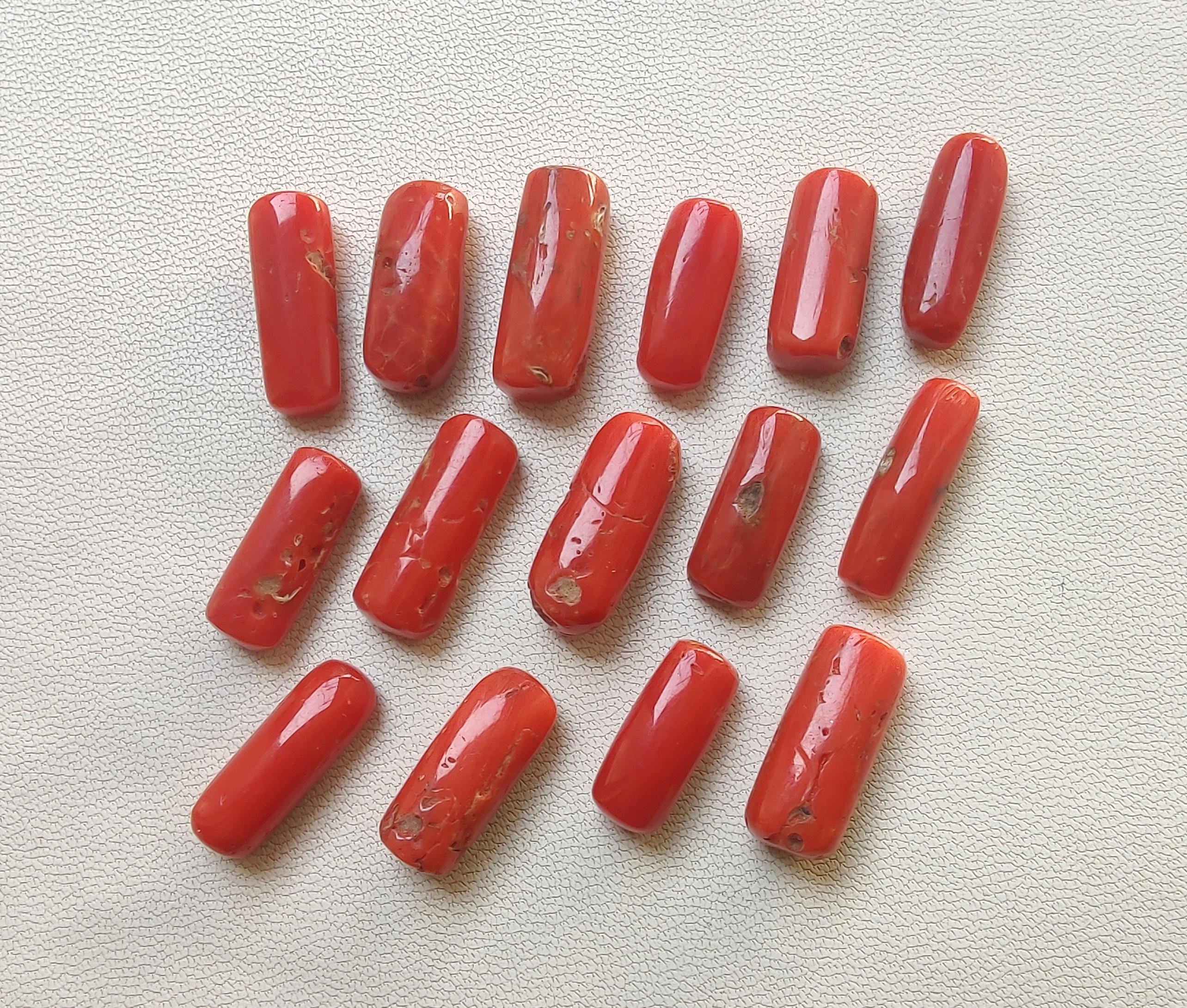 Capsule Shape Coral Italian Red Coral 100% Natural AAA+ Quality Smooth ...