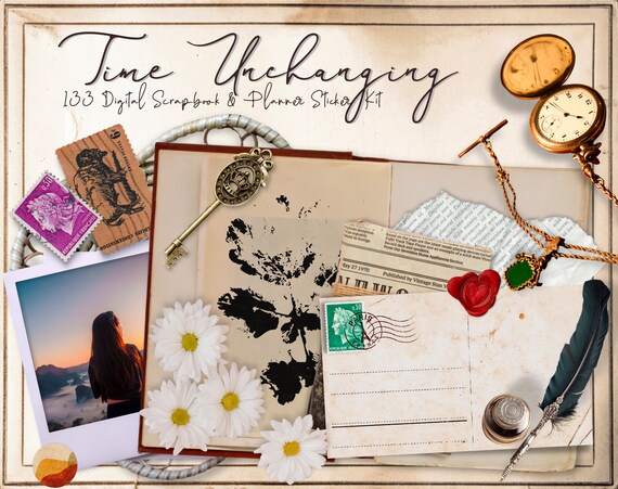Digital Scrapbooking Sticker Pack Vol. 4 Vintage Postcards - Etsy
