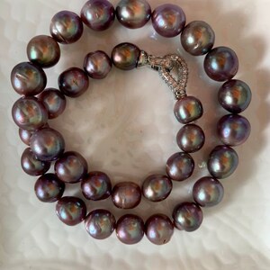 Ultra Luster, Dark Purple Metallic Edison Pearl Necklace, Natural ...