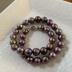 Ultra Luster, Dark Purple Metallic Edison Pearl Necklace, Natural ...