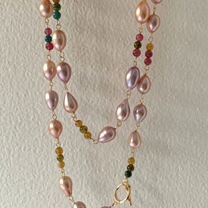 Perfect Metallic Edison Water-drop Pearls With Tourmaline, Romantic ...