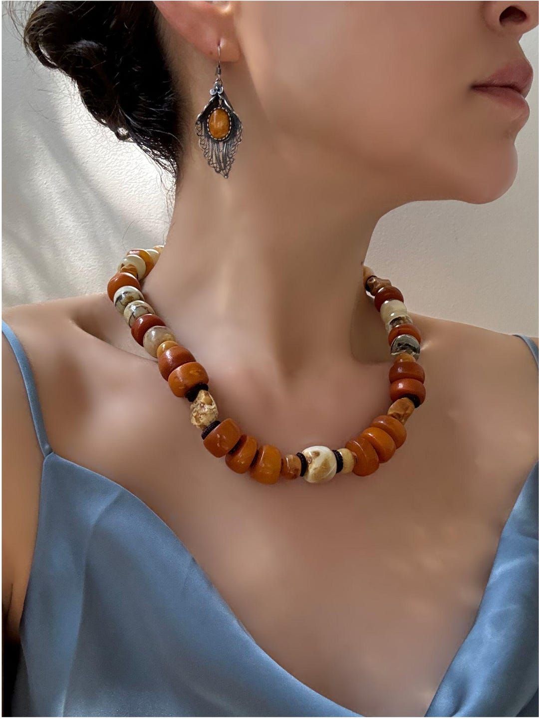 One-of-a-kind Amber Necklace & Bracelet Set | Rare Tibetan, Baltic and ...