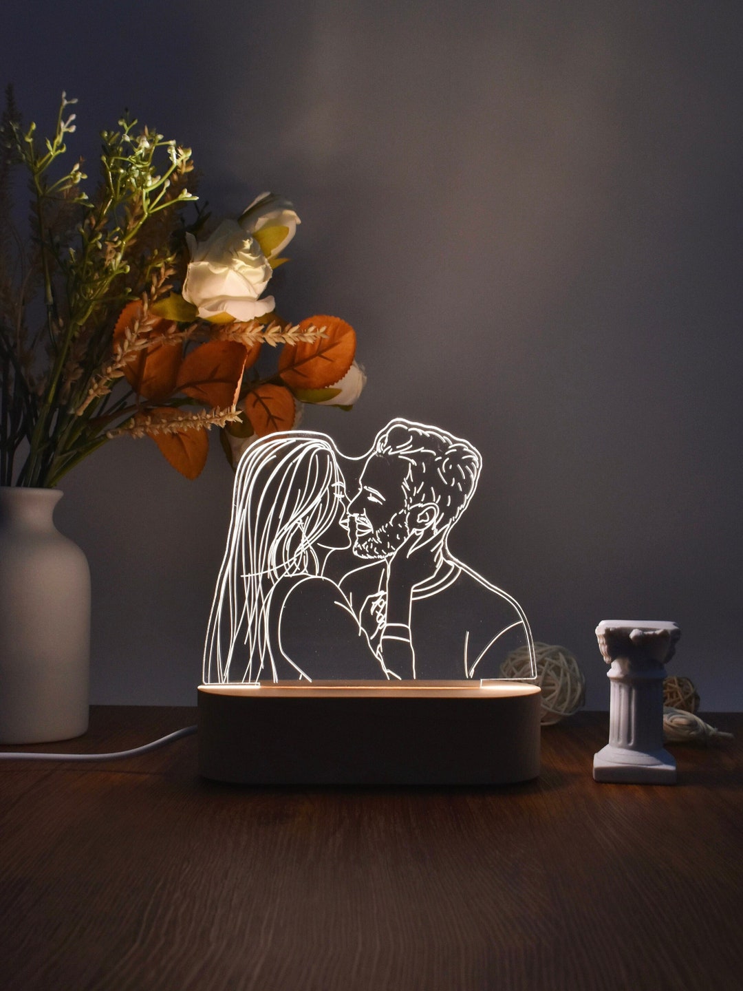 Personalized 3D Photo Lamp, Photo Engraving, 3D Lamp Night Light ...