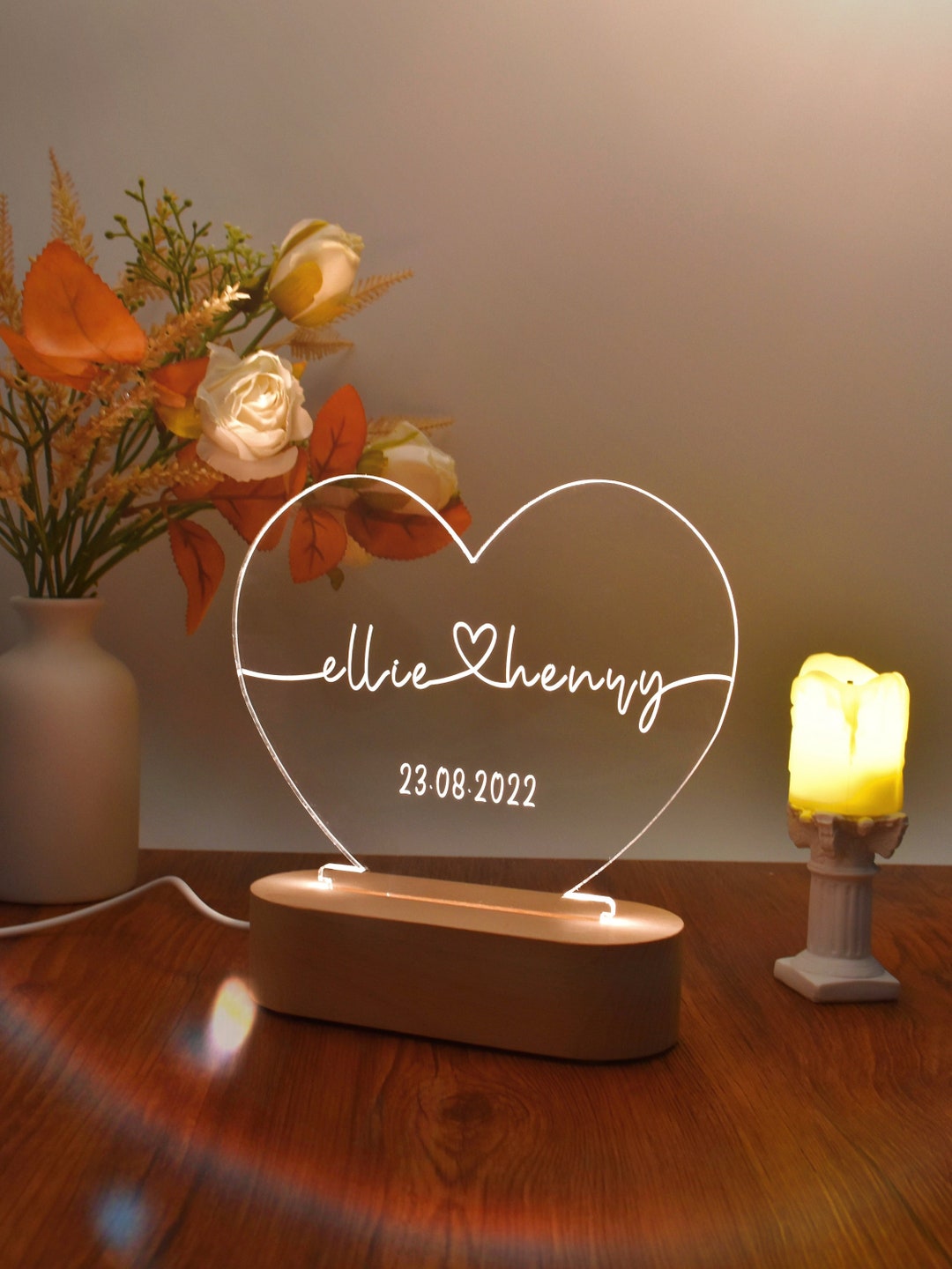 Custom Night Light as Valentines Day Gift, Custom Name Night Light ...