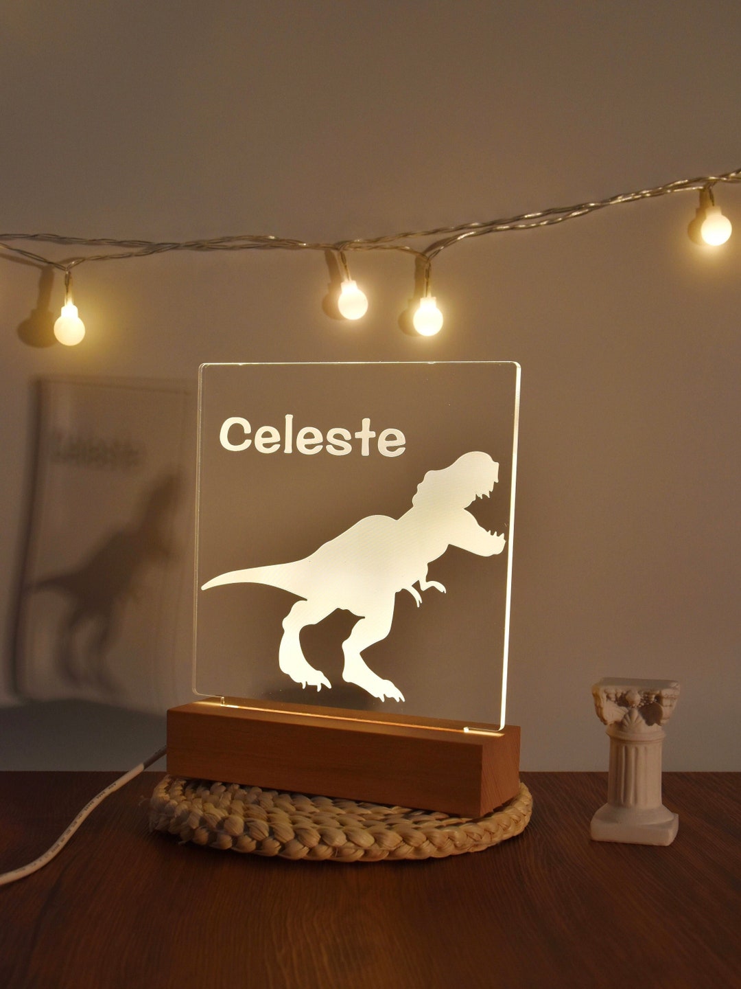 Dino Animal Night Light, Personalised Dinosaur Night Light, Dinosaur ...