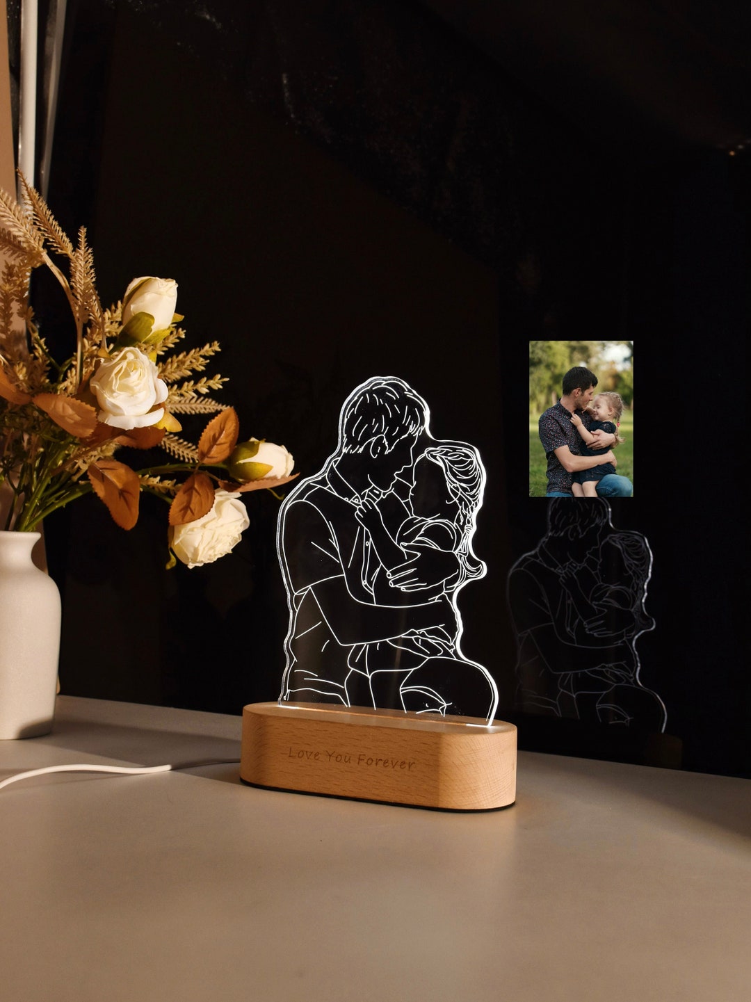 Personalized 3D Photo Lamp, Photo Engraving, 3D Lamp Night Light ...