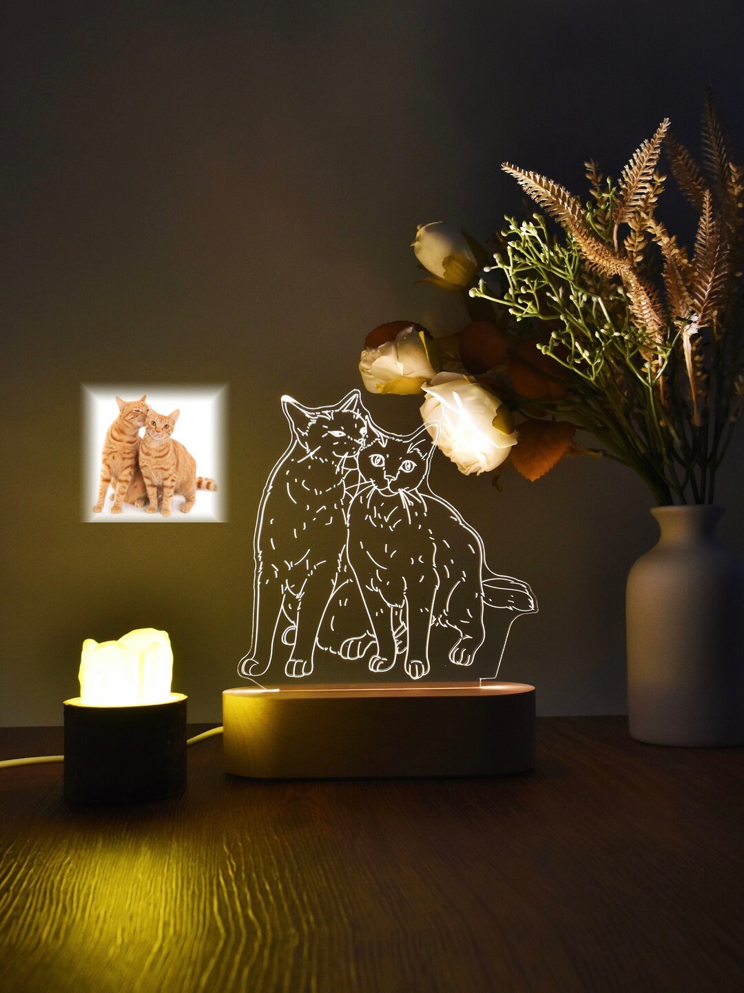 Custom LED Dog Lamp, Engraved Pet Night Light, 3D Night Lamp Gift for ...