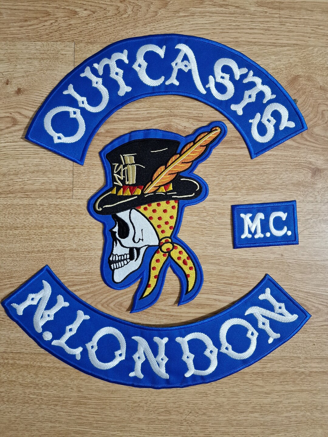 Outcasts MC N.london 35cm Iron on Jacket Embroidered Patch Machine ...