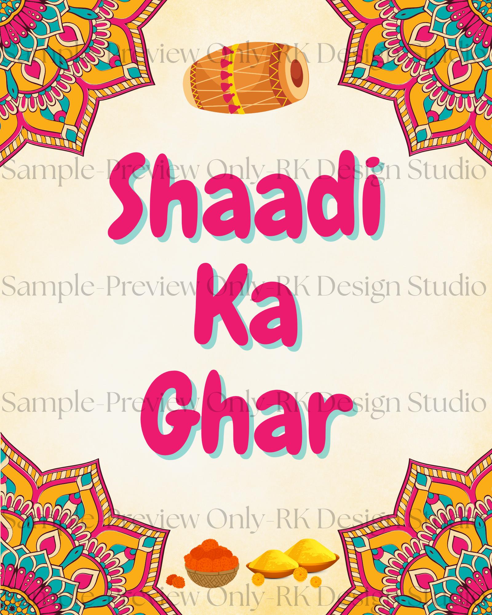 Shaadi Ka Ghar Sign | Editable Canva Template for South Asian Wedding ...